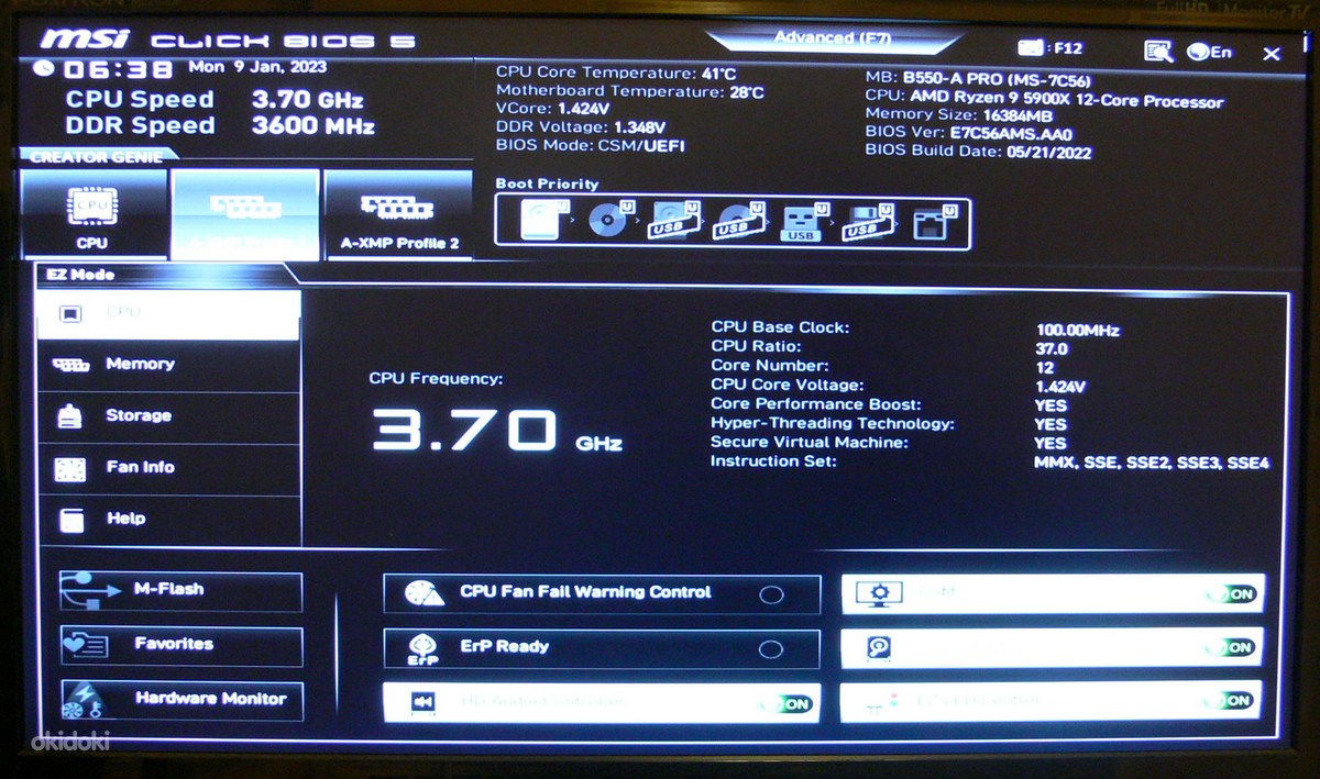 MSI B550A-PRO, Ryzen 9 5900X, DDR4 RGB 16GB, SSD M.2 256GB - Kohtla ...