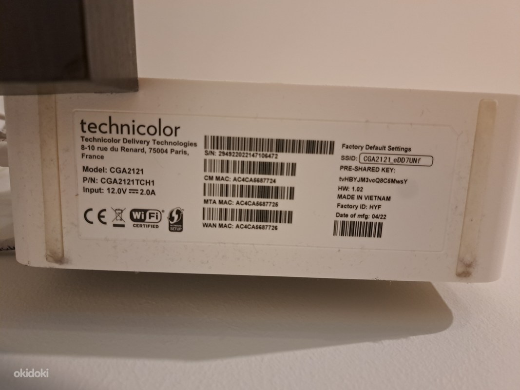 Роутер Technicolor CGA2121 Elisa - Kohila, Kohila vald, Raplamaa ...